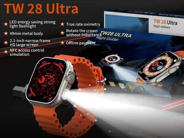 TW28 Ultra Smart Watch With LED flashlight Sports Bluetooth Call Wirel ...